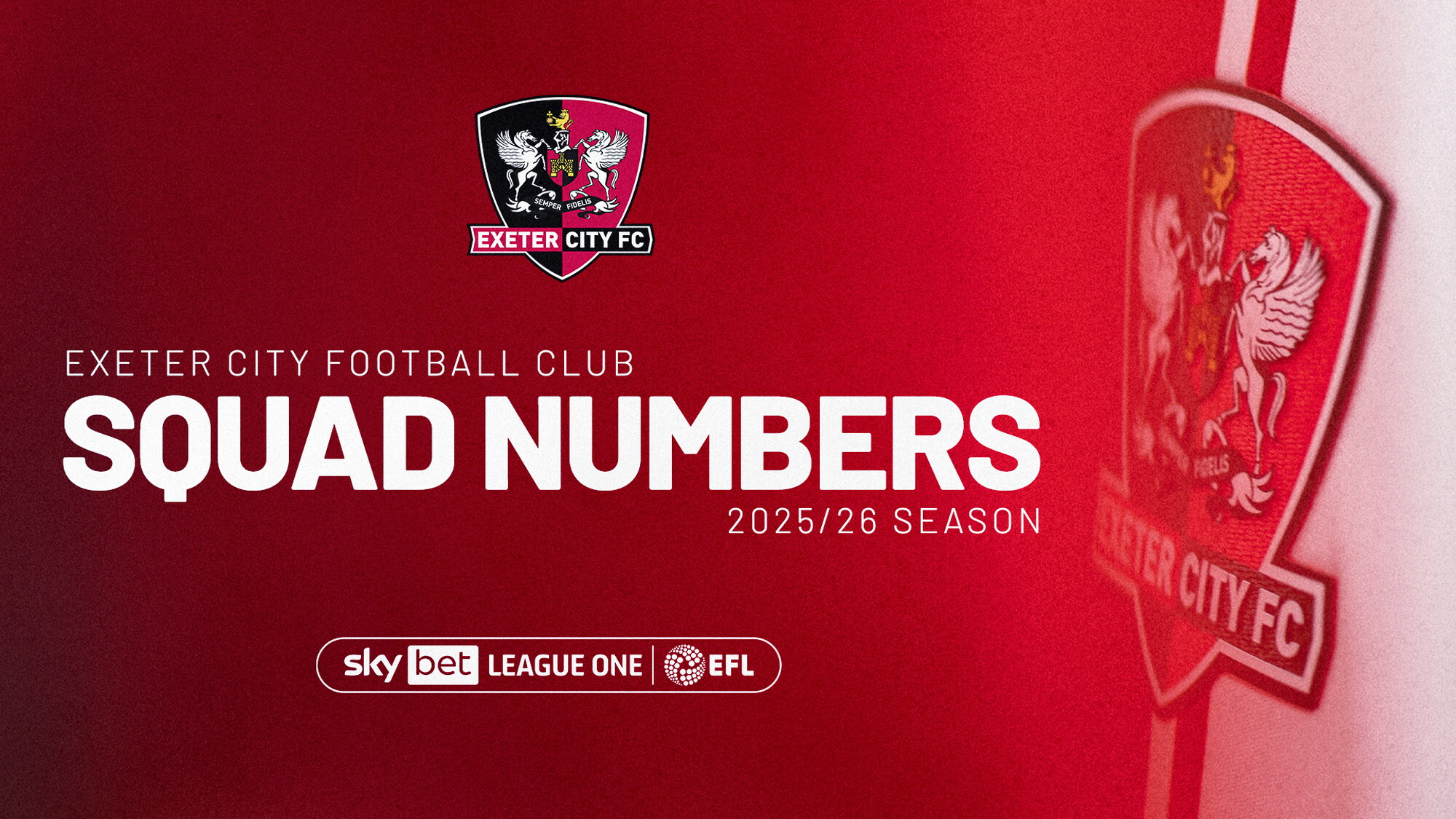 25/26 Squad Numbers confirmed! | Exeter City F.C.