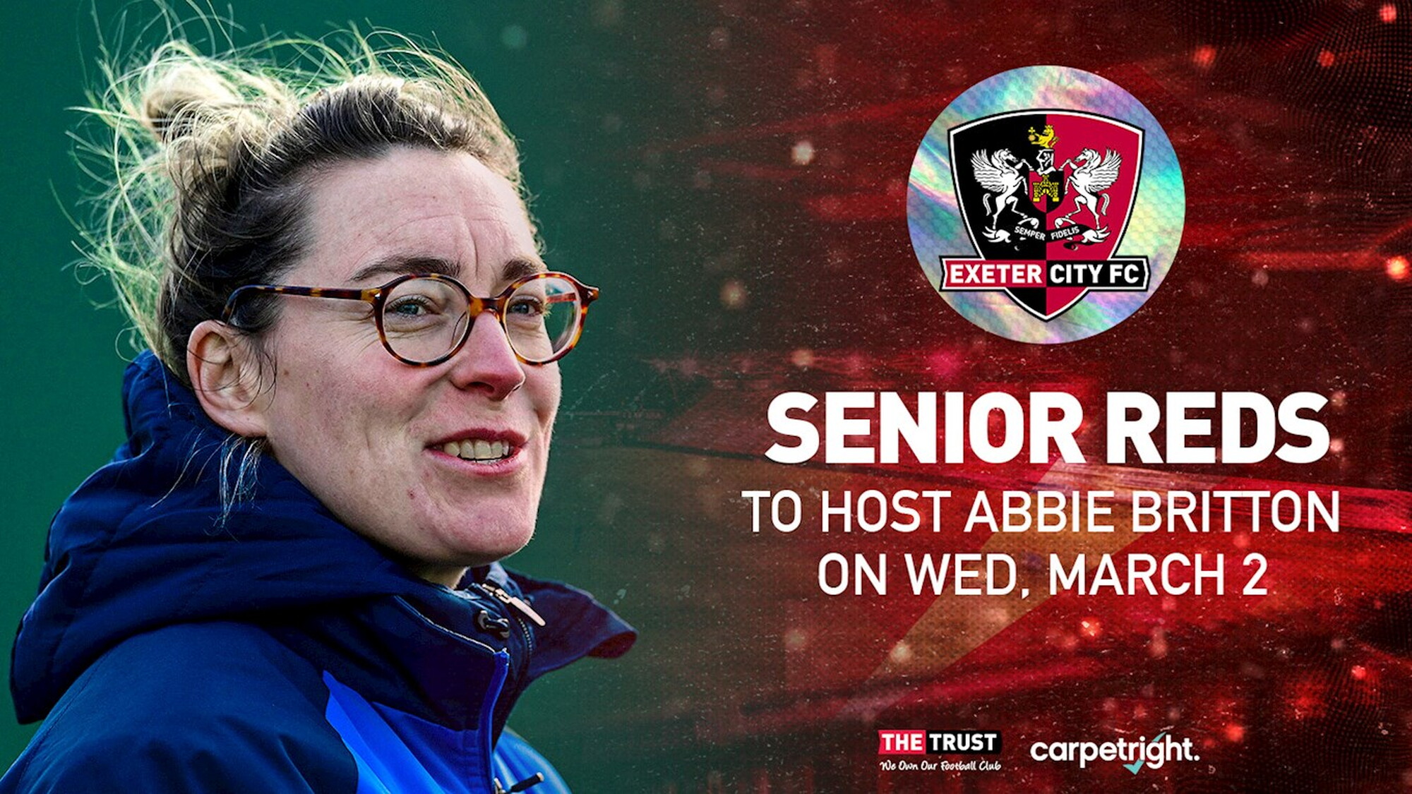 🗓 Senior Reds to host Abbie Britton on Wednesday, March 2 | Exeter City ...